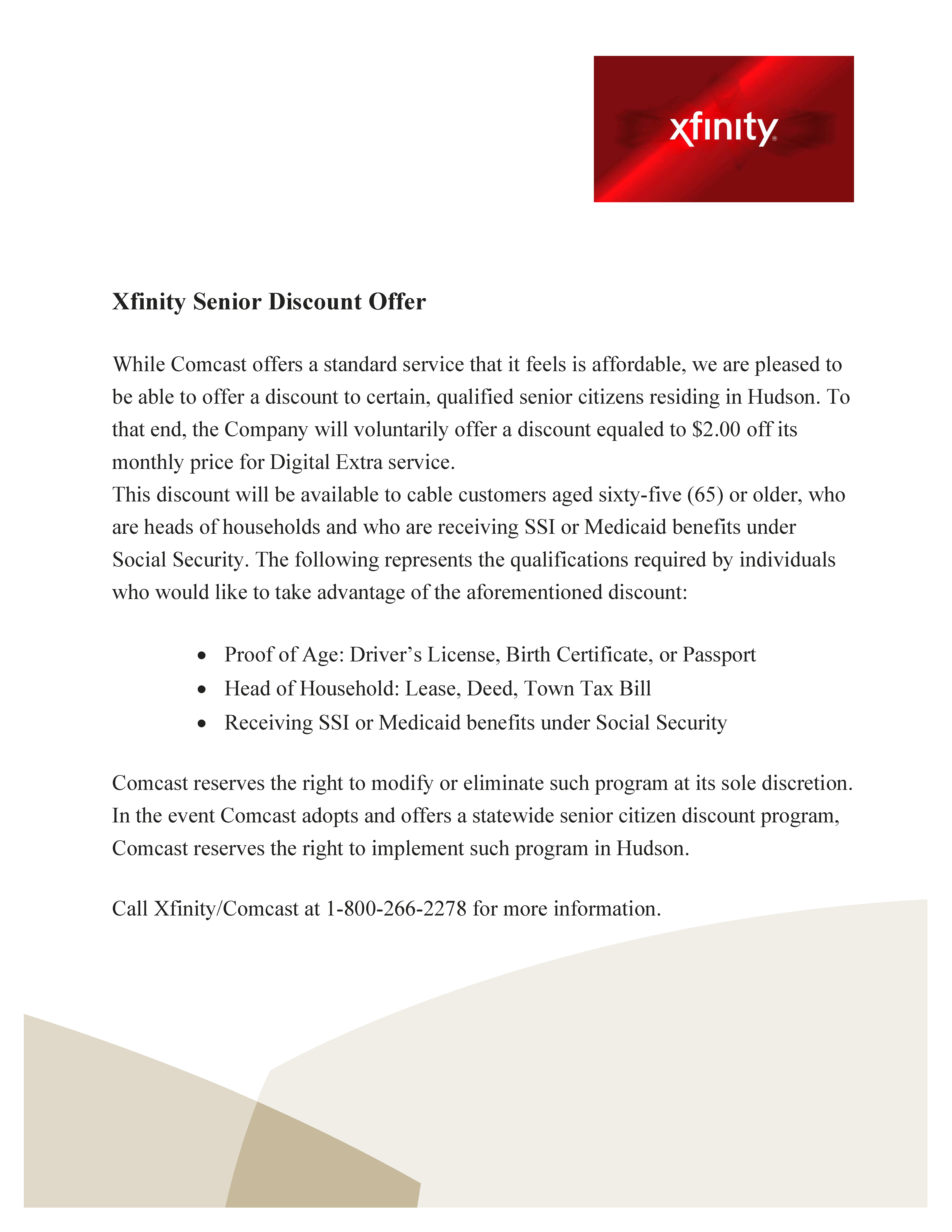 Comcast Discount to Seniors | Hudson New Hampshire